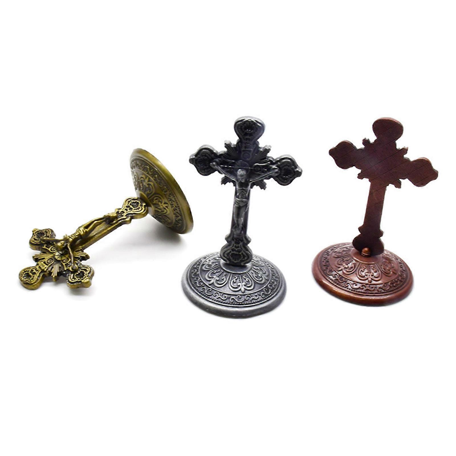 Beautiful Metal Table Crucifix CrossStatue with Base Perfect for ...