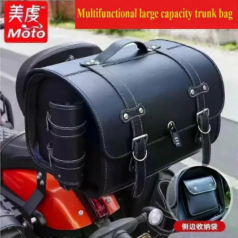 Motorcycle Retro Rear Seat Bag Large Motorcycle Trunk Universal Scooter ...