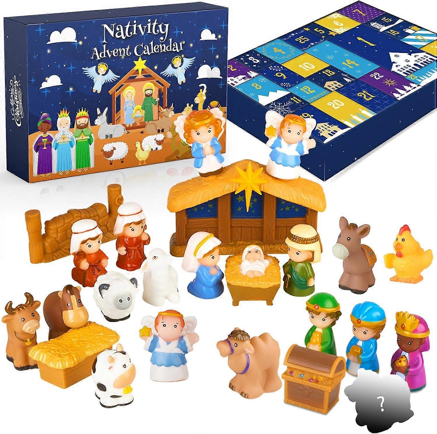 Nativity Advent Calendar 2025 Kids, Christmas Story Nativity Playset ...