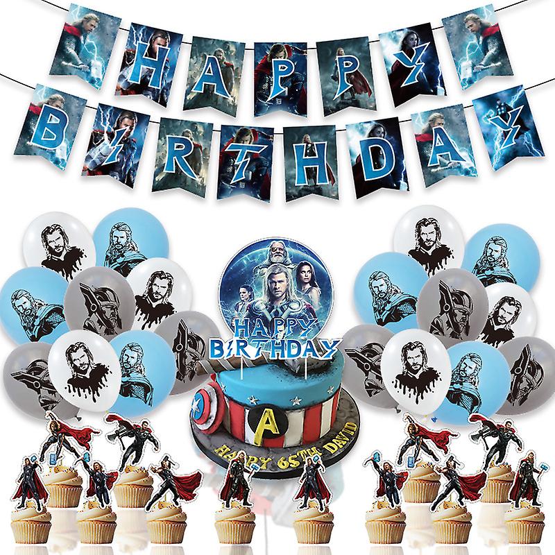 Superhero Movie Thor Odinson Thor 4 Balloons Spiral Birthday Banners ...