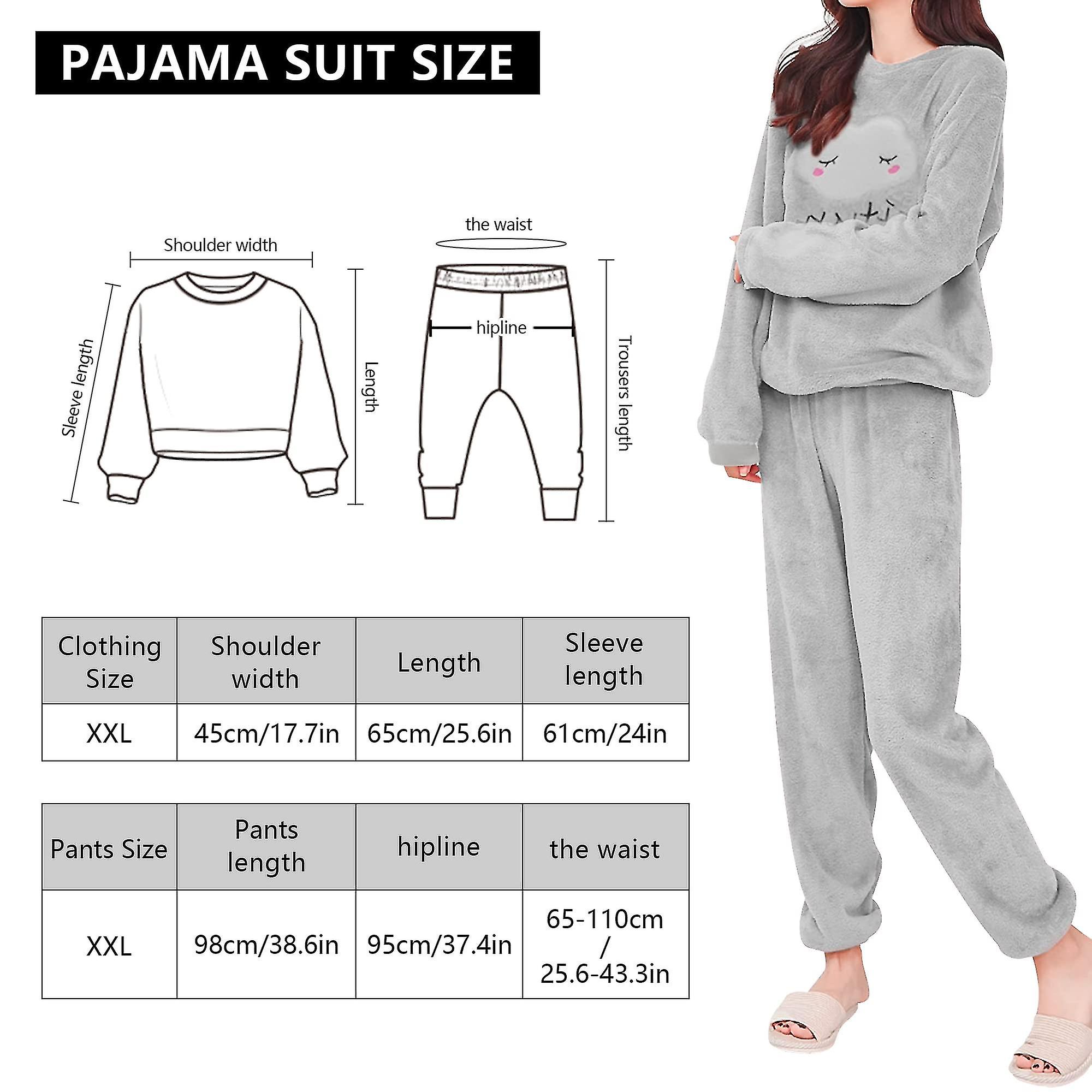 Women's Long Winter Pyjamas, Cuddly Two-piece Fleece Set Fluffy ...