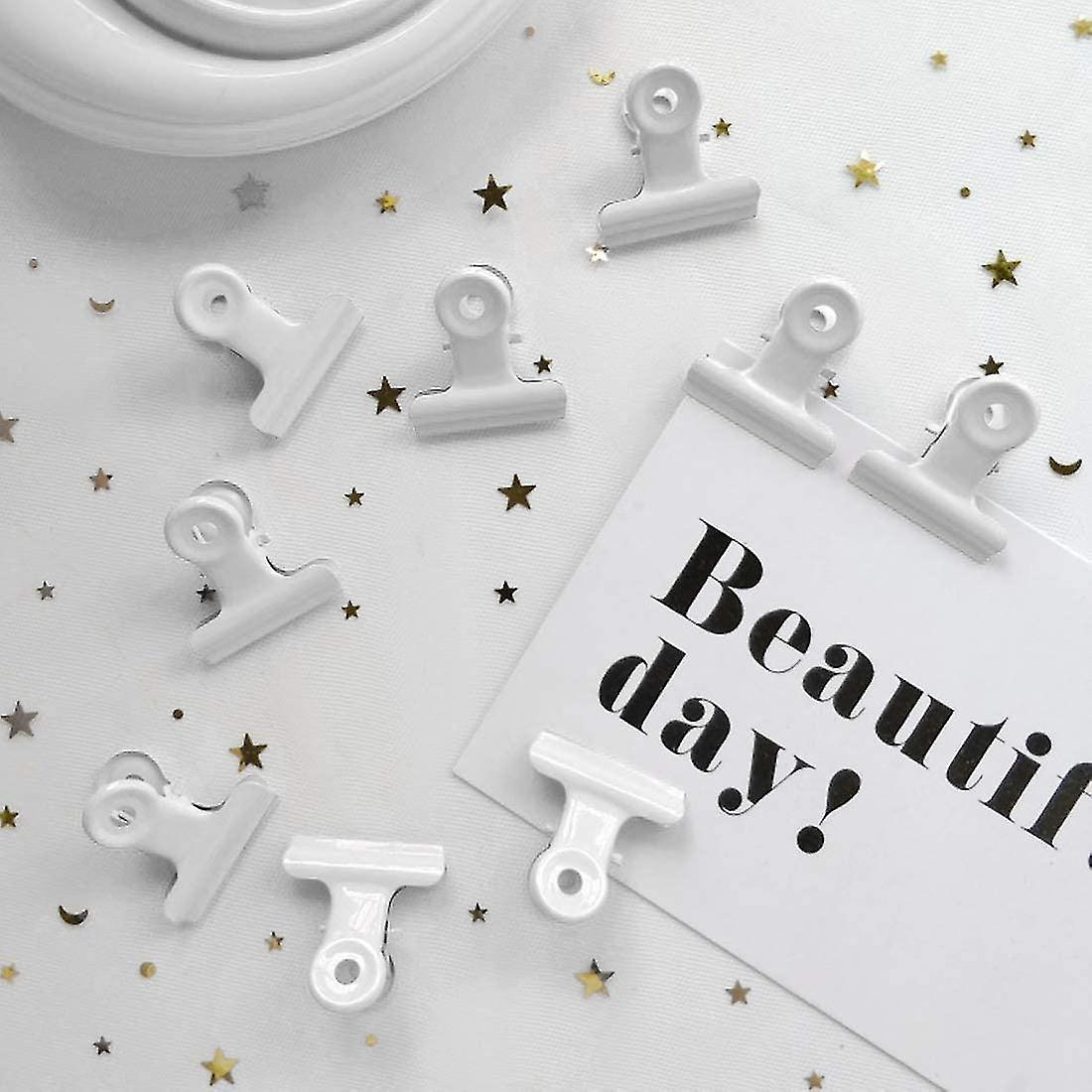 White - Small Bulldog Clips, 12pcs Metal Clips, 22mm Paper Binder ...