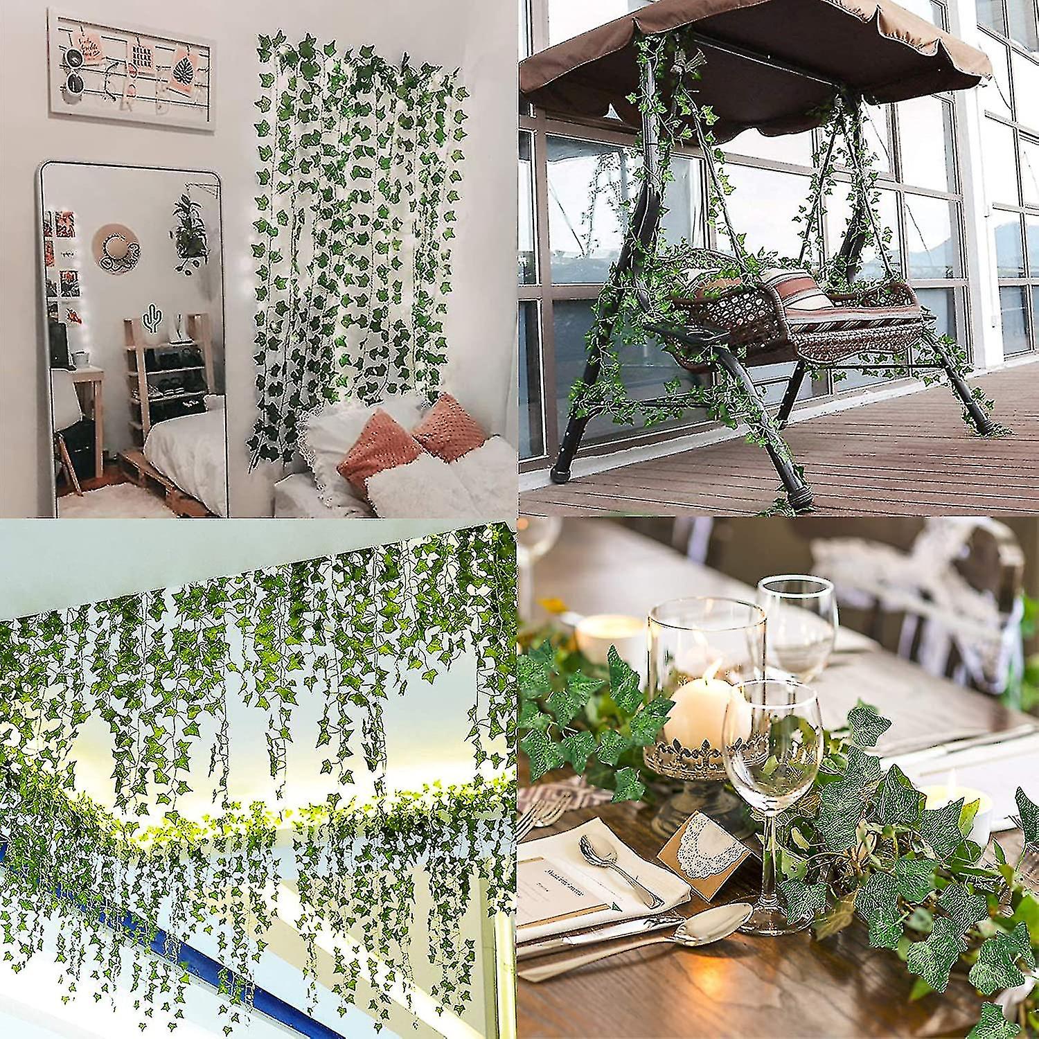 12 Pieces Of Fake Ivy Fake Rattan, Silk Ivy Garland Green Plant ...