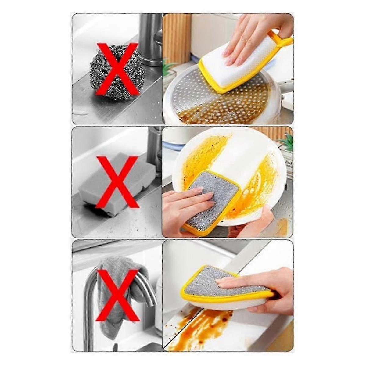 Kitchen Dish Sponge for Washing Dishes Cleaning Kitchen, Dual-Sided ...