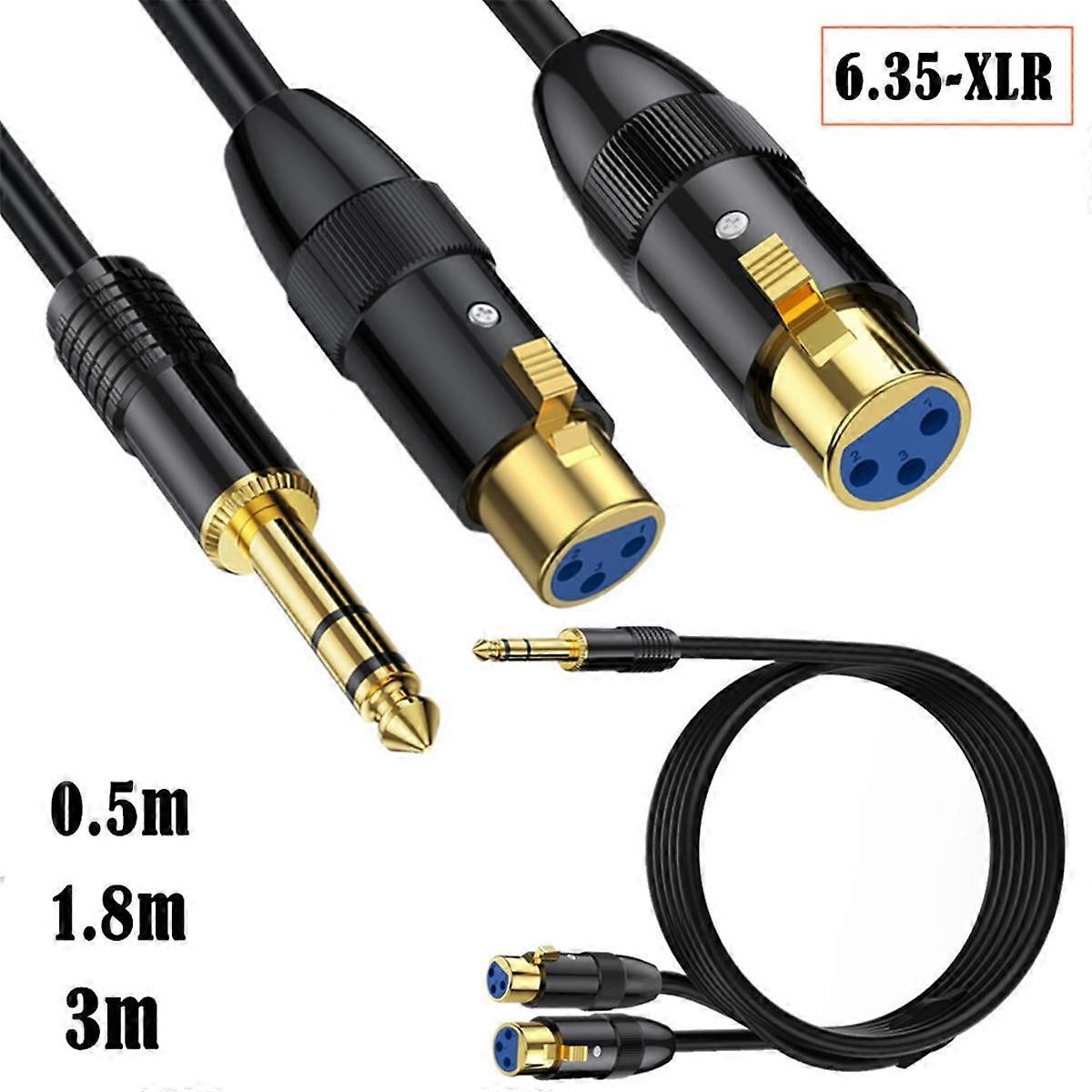 Dual Female XLR to 1/4 Inch TRS Stereo Male Plug Y-Splitter Cable 2-XLR ...
