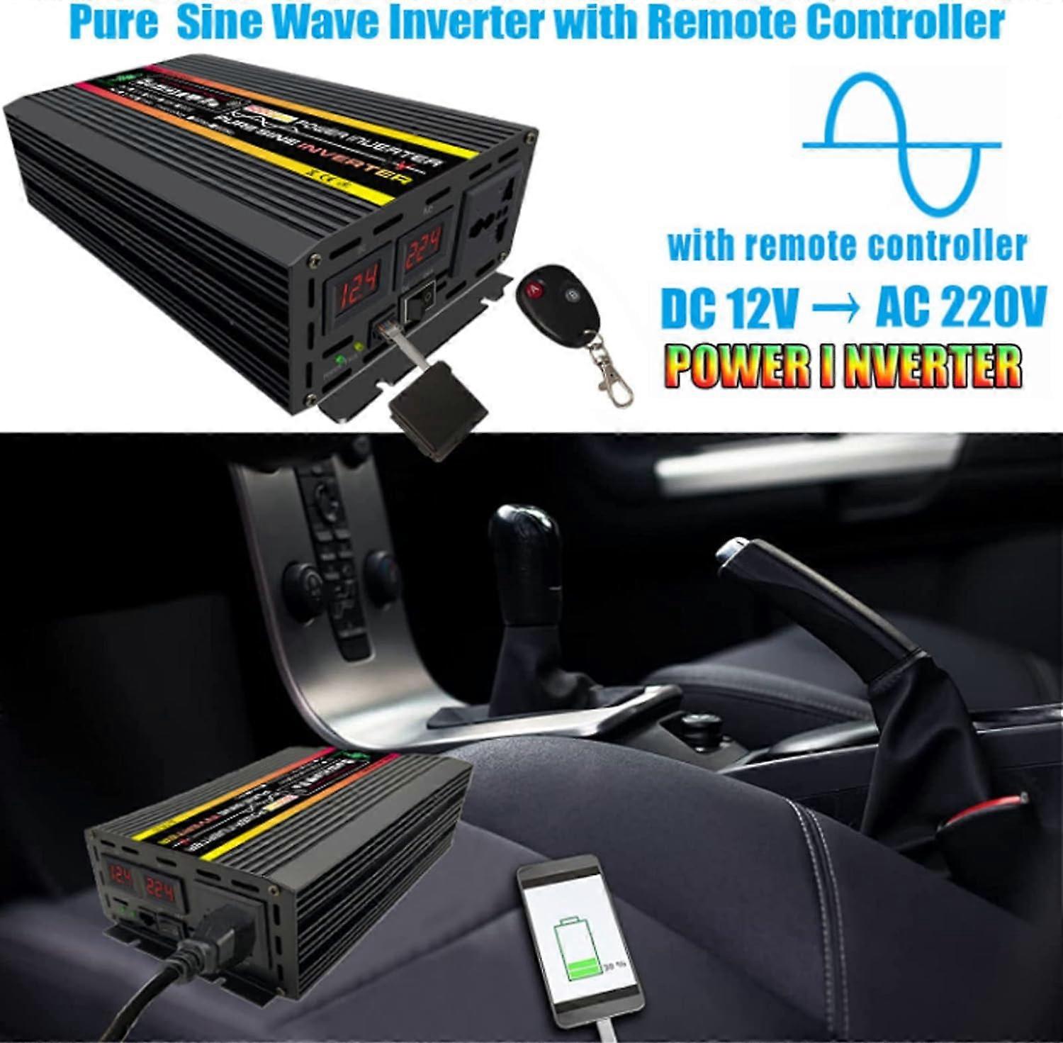 1500W 2000W ren sinusvåg växelriktare 12V 24V DC till 120V 220V AC 60HZ ...