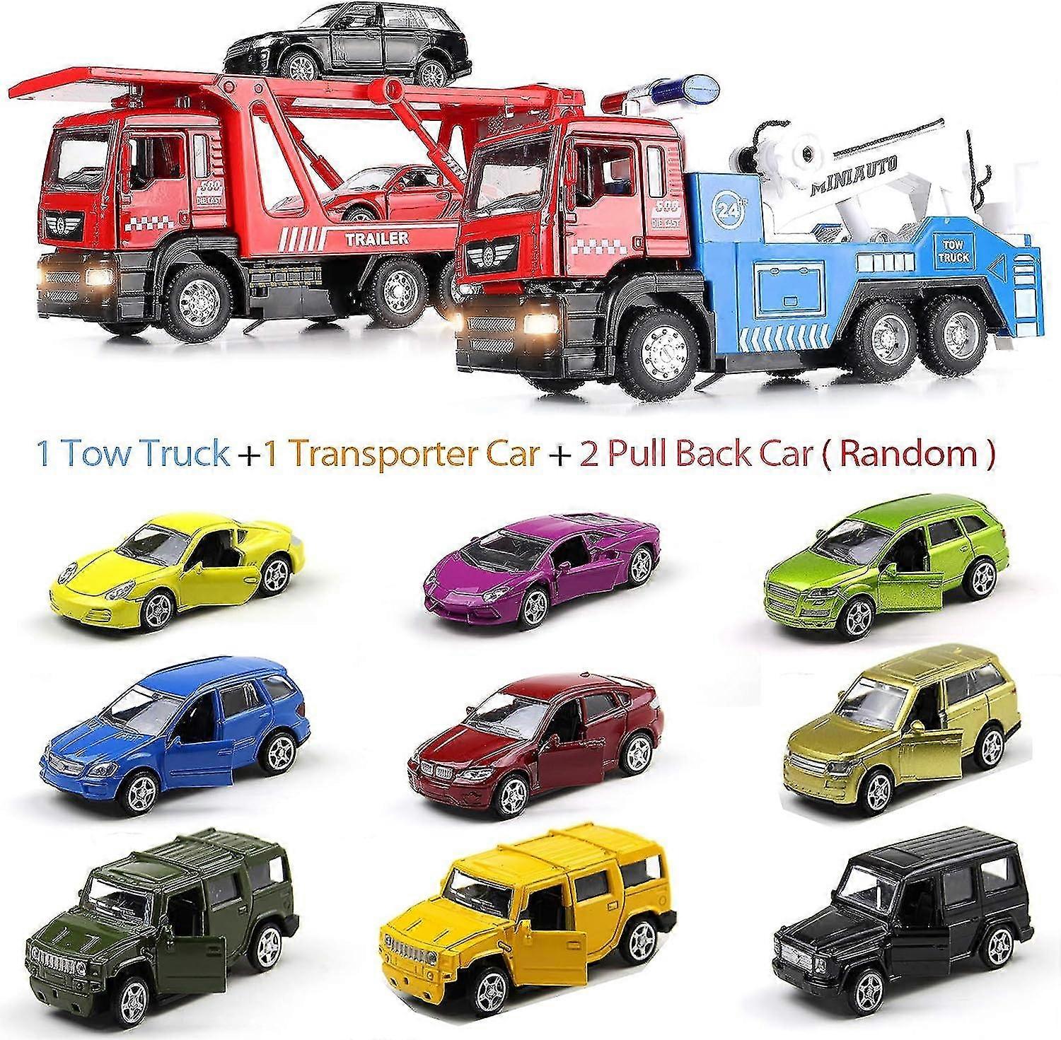 4st bärgningsbil med mini leksaksbilar som bilar med ljus och ljud ...