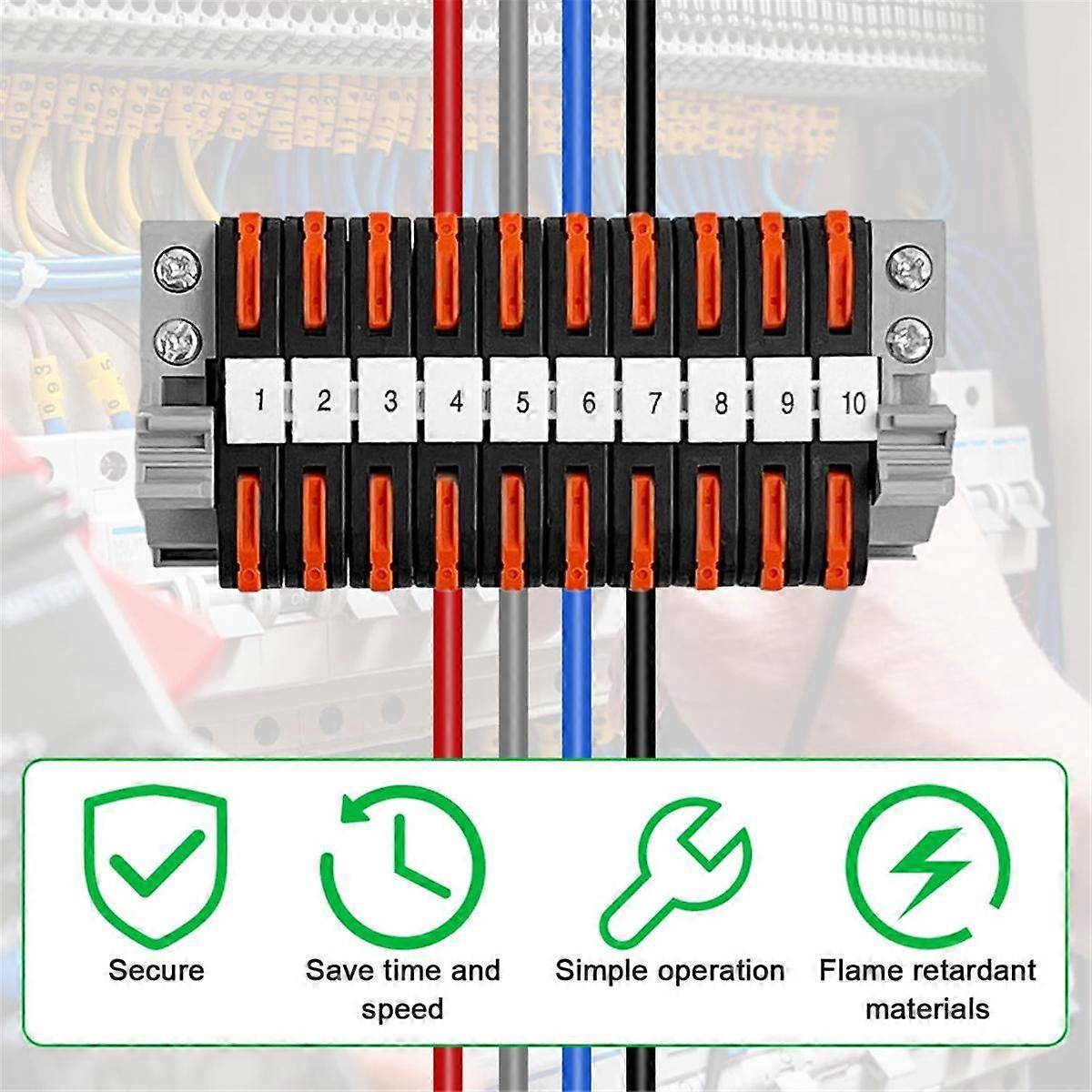 Pack of 40 DIN Rail Terminals,0.08-4 mm -211 DIN Rail Terminals,Black ...