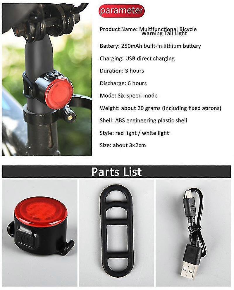 Mini Led Bicycle Tail Light Usb Chargeable Bike Rear Lights Ipx6 ...