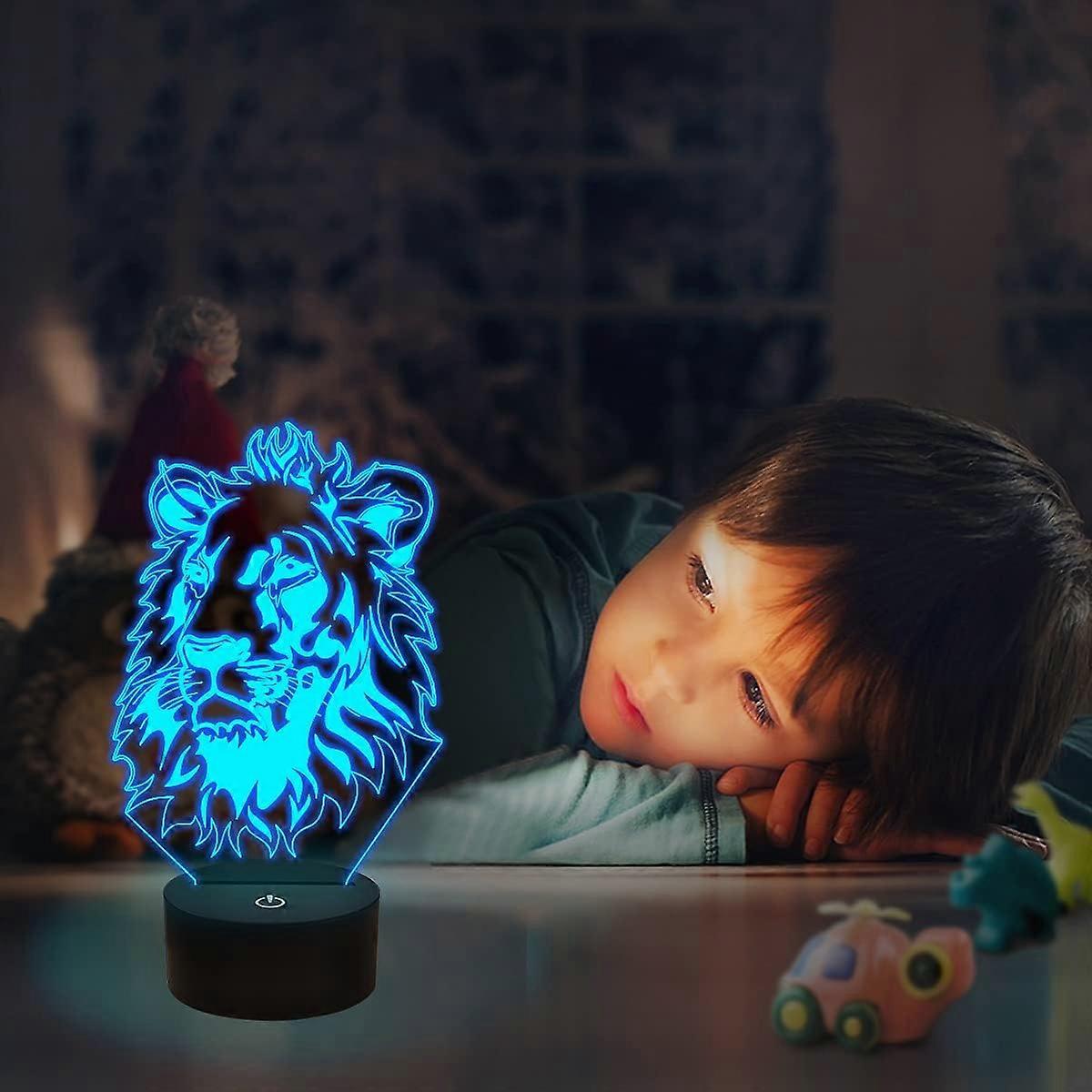 Lion Night Light, King Lion Gift 3D Illusion Lamp for Kids Bedside Lamp ...