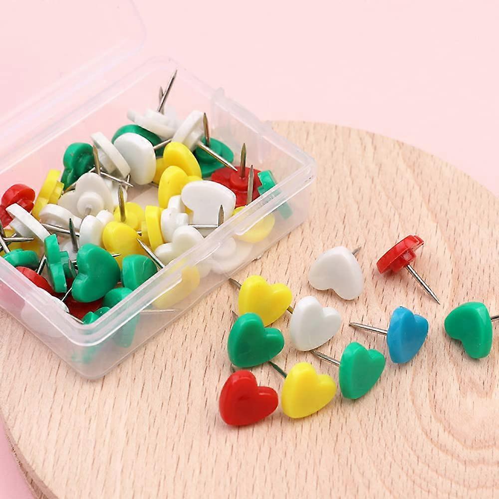 Colorful Heart Push Pins, Plastic Head Thumb Tacks Map Drawing Pins ...