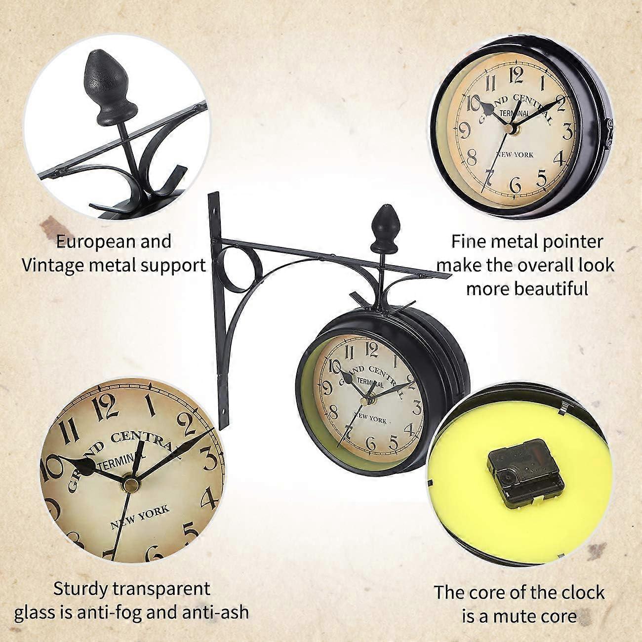 Double Sided Wall Clock, Outdoor Garden Clock Railway Station Clock ...