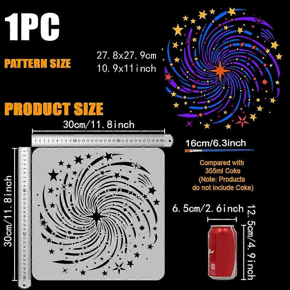 Spinning Stars Stencil for Painting 11.8x11.8 inch Hollowed Whirlpool ...