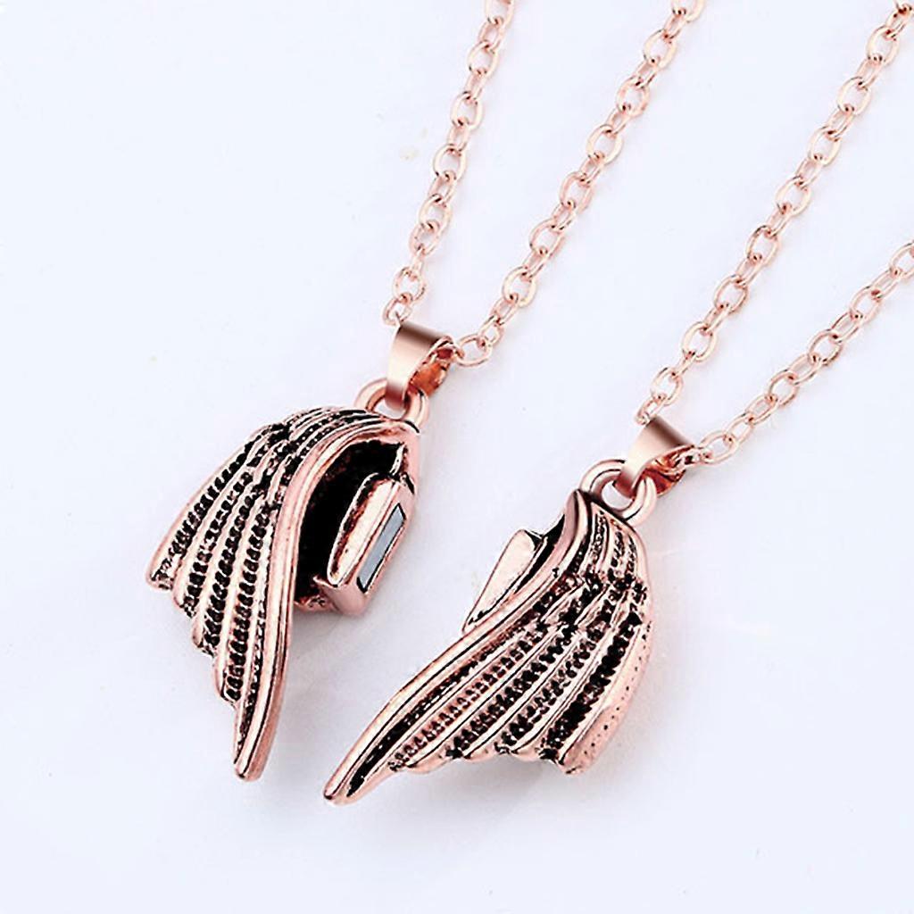 Angel Wings Couple Magnetic Distance Necklace Minimalist Matching Chain ...