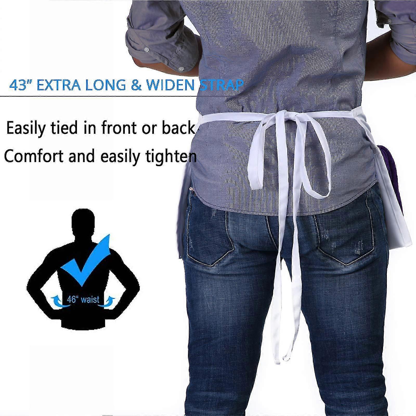 Waist Apron with 3 Pockets - Waitress Waitress Short Apron (White) Tw ...