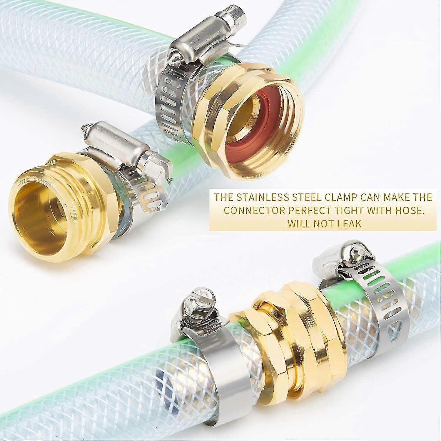 Garden Hose Repair Connector Stainless Steel Clamp Male And Female ...