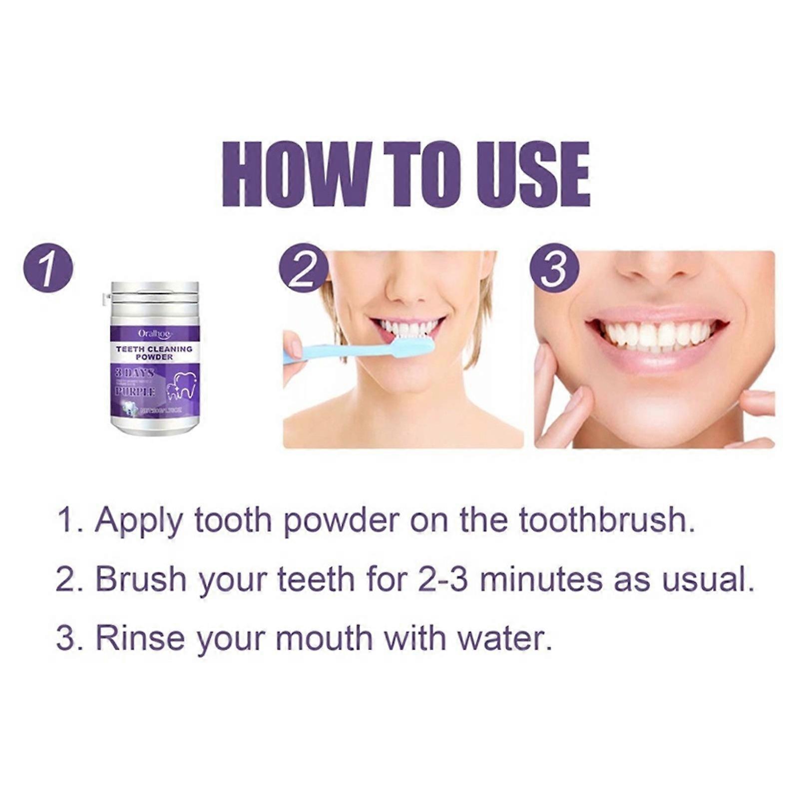 Purple Teeth Whitening Powder - Clean Teeth Brightening Basic Cleaning ...
