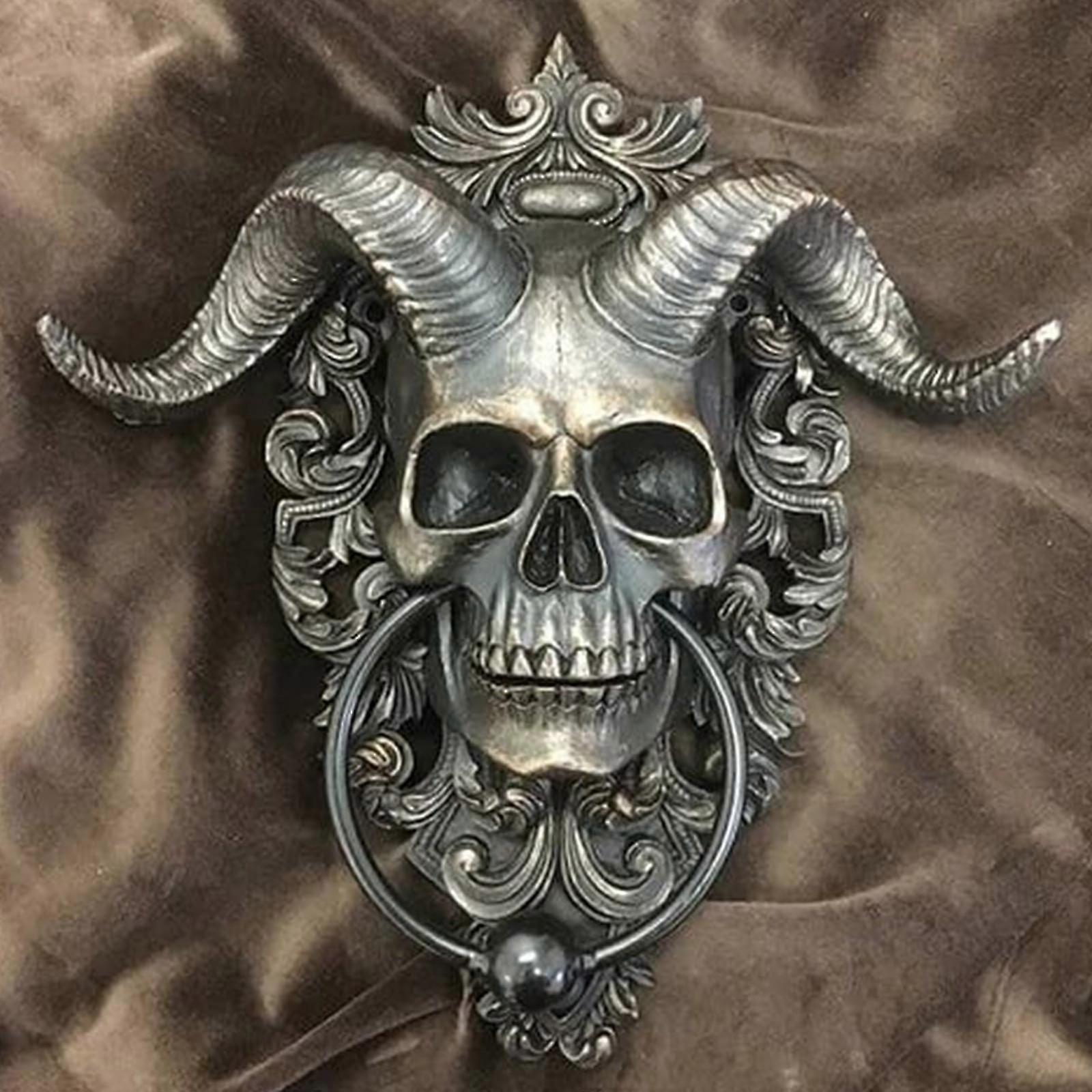 Sabbatic Goat of Horned God Skull Hanging Door Knocker, Diabolical ...