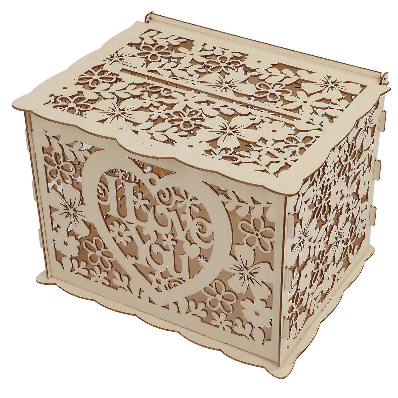 Wedding Card Box,DIY Hollow Wooden Box Wood Wedding Reception Box DIY ...