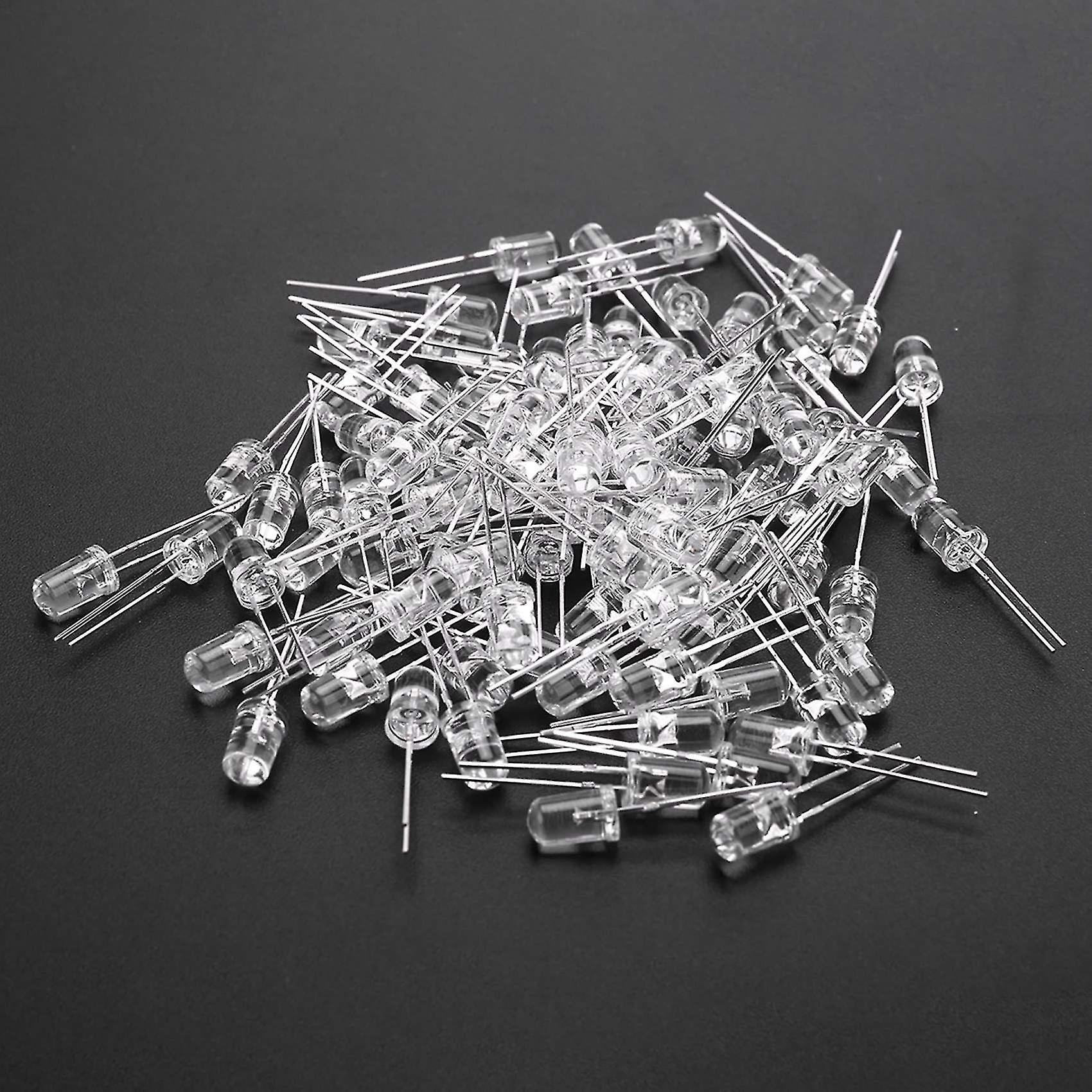 100 Pcs 5mm Warm White Led Diode Lights Dc 3v 20ma Bulb Electronics ...