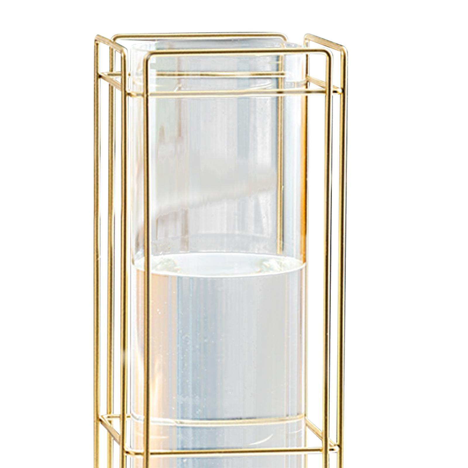 Flower Vase Glass Tube Vase With Metal Rack Stand Desktop Flower Vase ...