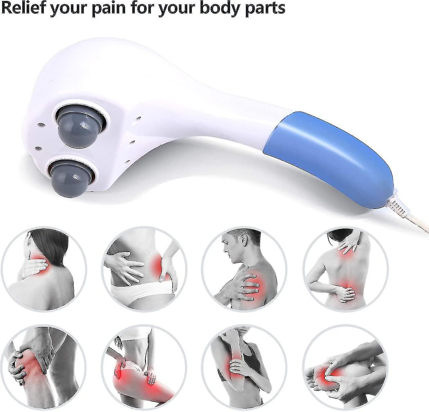 Electric Back Massager Handheld Double Head Deep Tissue Percussion ...
