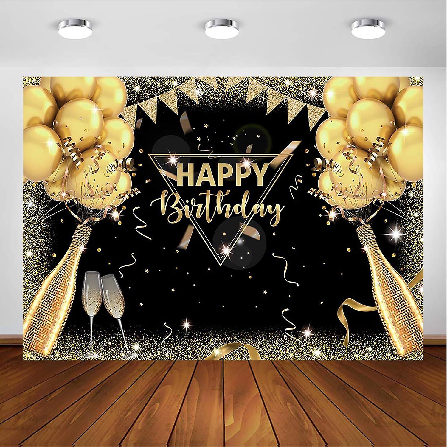 Happy Birthday Decorations Backdrop, Glitter Birthday Backdrop Sign, Happy Birthday Banner ...