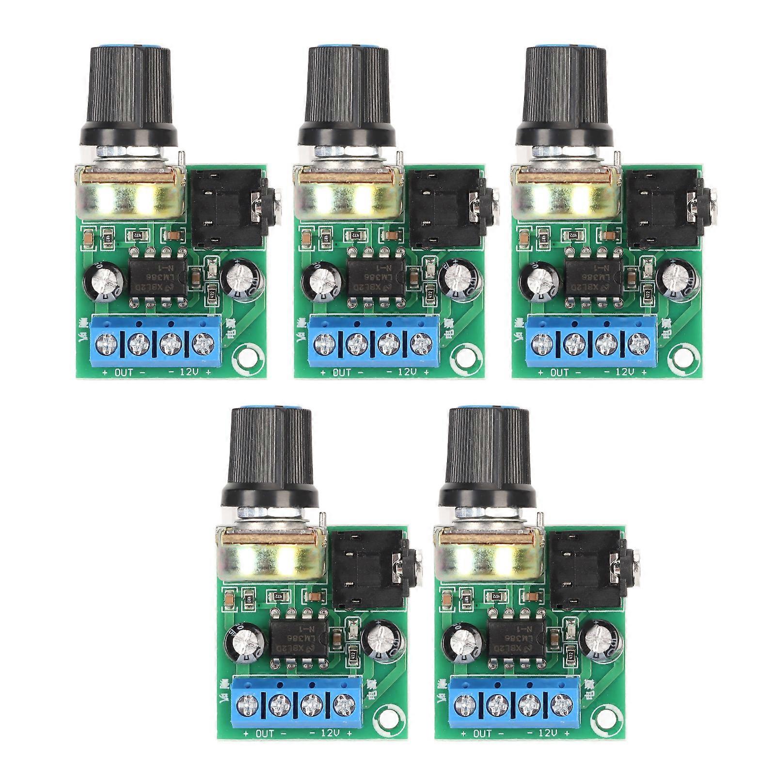 5PCS LM386 Power Amplifier Board Mini 0.5W to 10W Speaker DC 3V to 12V ...