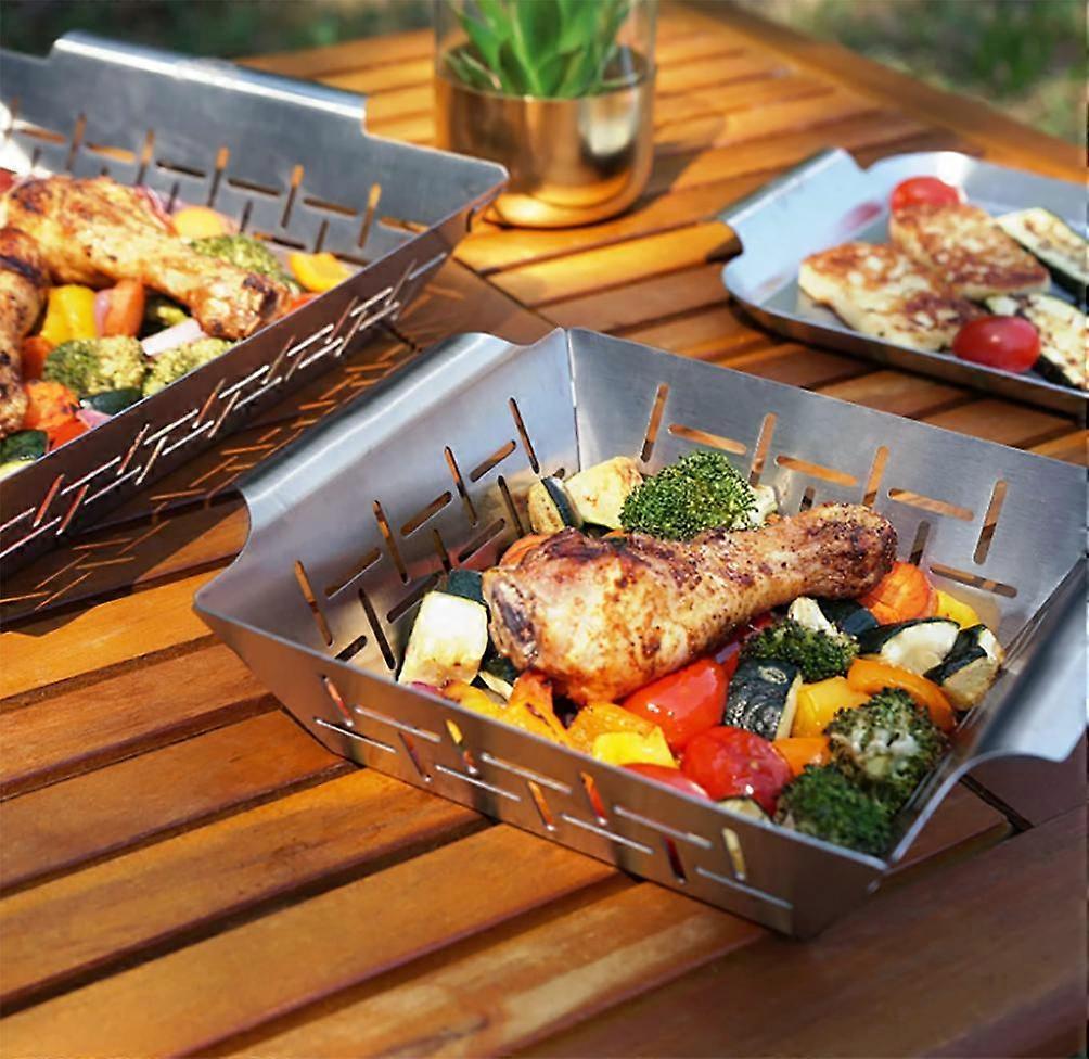 Stainless steel can be used as a vegetable basket, fish grill basket and grill bowl ...