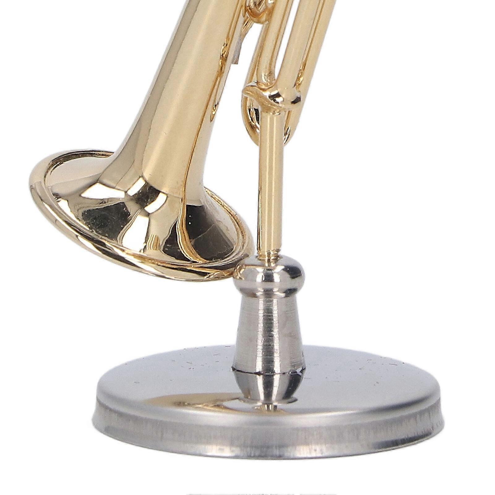 Miniature Trumpet Durable Brass Exquisite Design Romantic Vibes Mini Trumpet Model with Stand ...