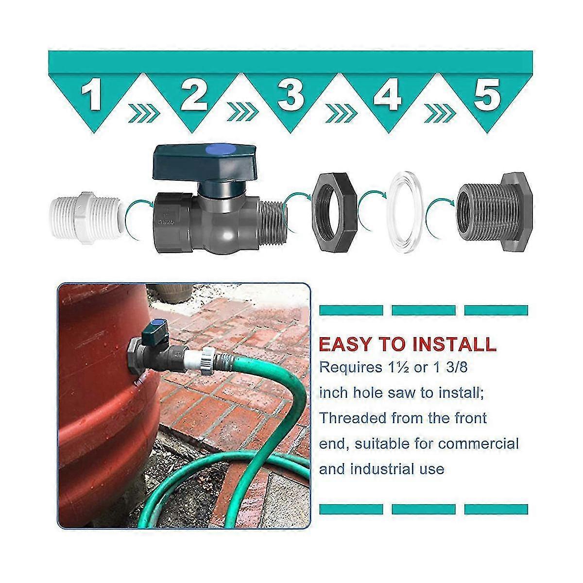 Pvc Rain Bucket Faucet Kit, 3/4 Inch Pvc Ball Valve, Bucket Bucket ...