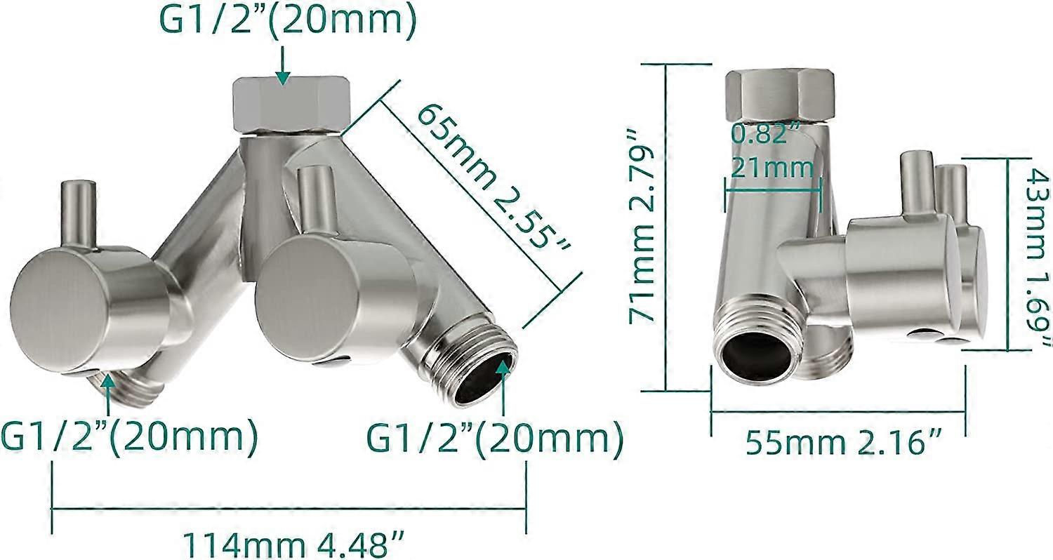 Brass Diverter Valve Shower Shut-Off Valve 2-Way Y Splitter 1/2 Inch for Shower Hose and Shower ...