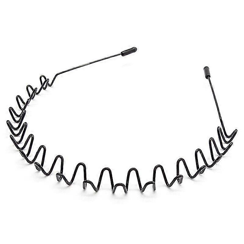 Metal Hair Bands, Spring Wavy Hair Hoop Unisex Black Wavy Headband ...
