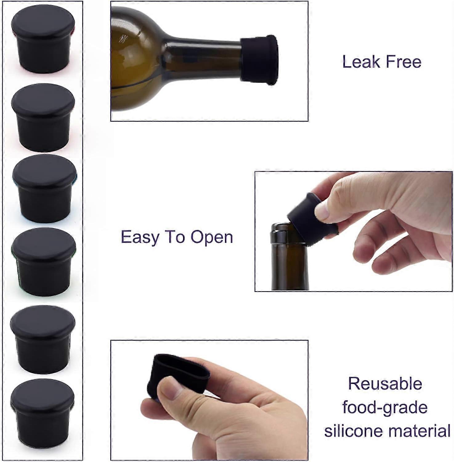Silicone Corks 6 Pieces Wine Bottle Caps Reusable Corks for Wine ...