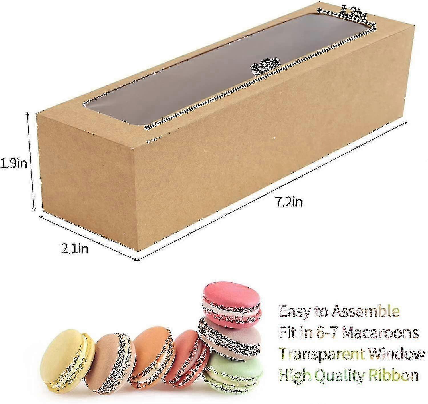 25 Pack Macaron Box With Clear Window Macaron Boxes With Ribbon For Packaging Fit In 6 Macaron ...