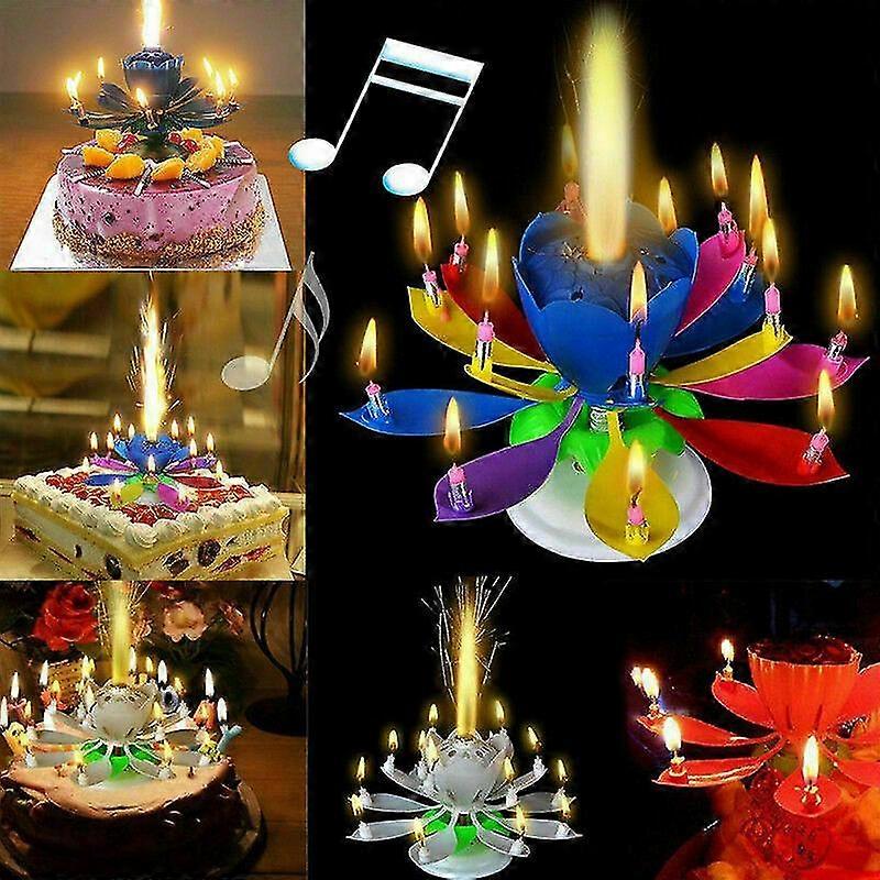 Rotating Lotus Flower Candle with Music, Floral Birthday Cake ...