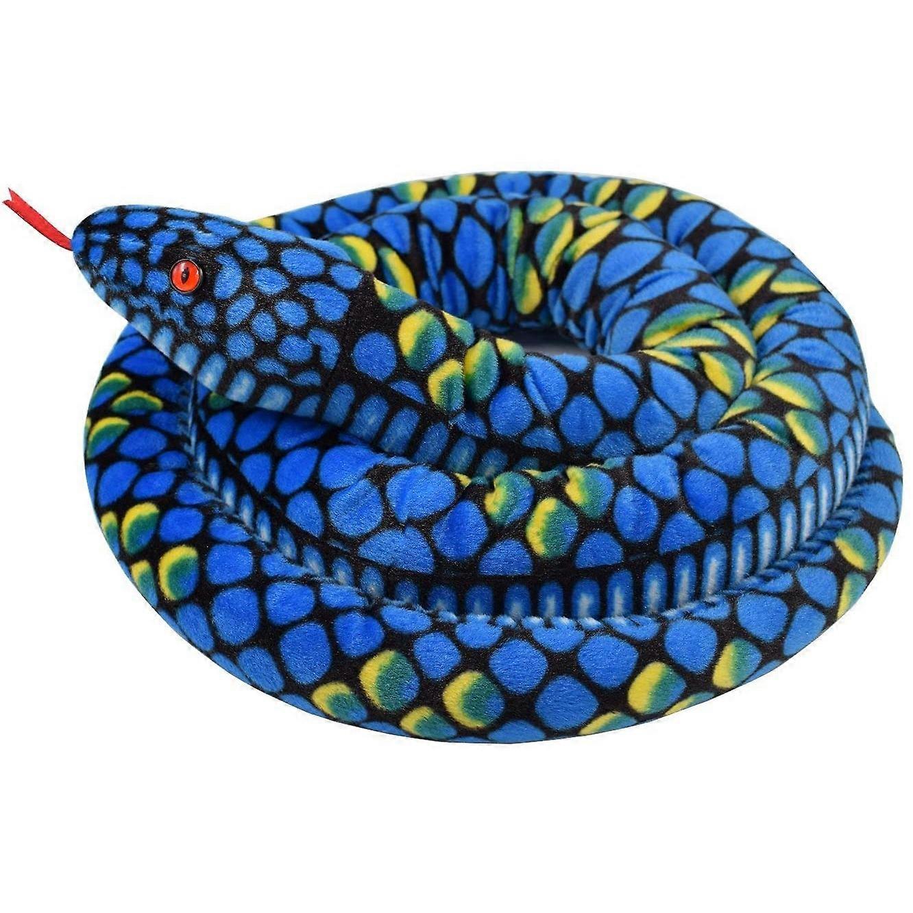Plush Giant Snake Realistic Stuffed Animal Red Eyes Toy Gifts Blue ...