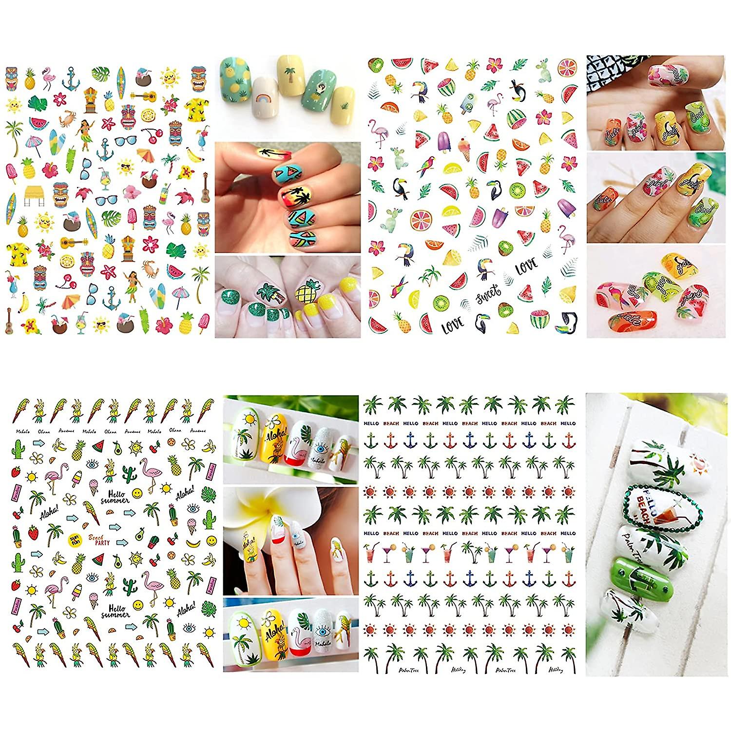 Katea Summer Nail Decals Stickers, Self-adhesive Diy Design Nail Art ...