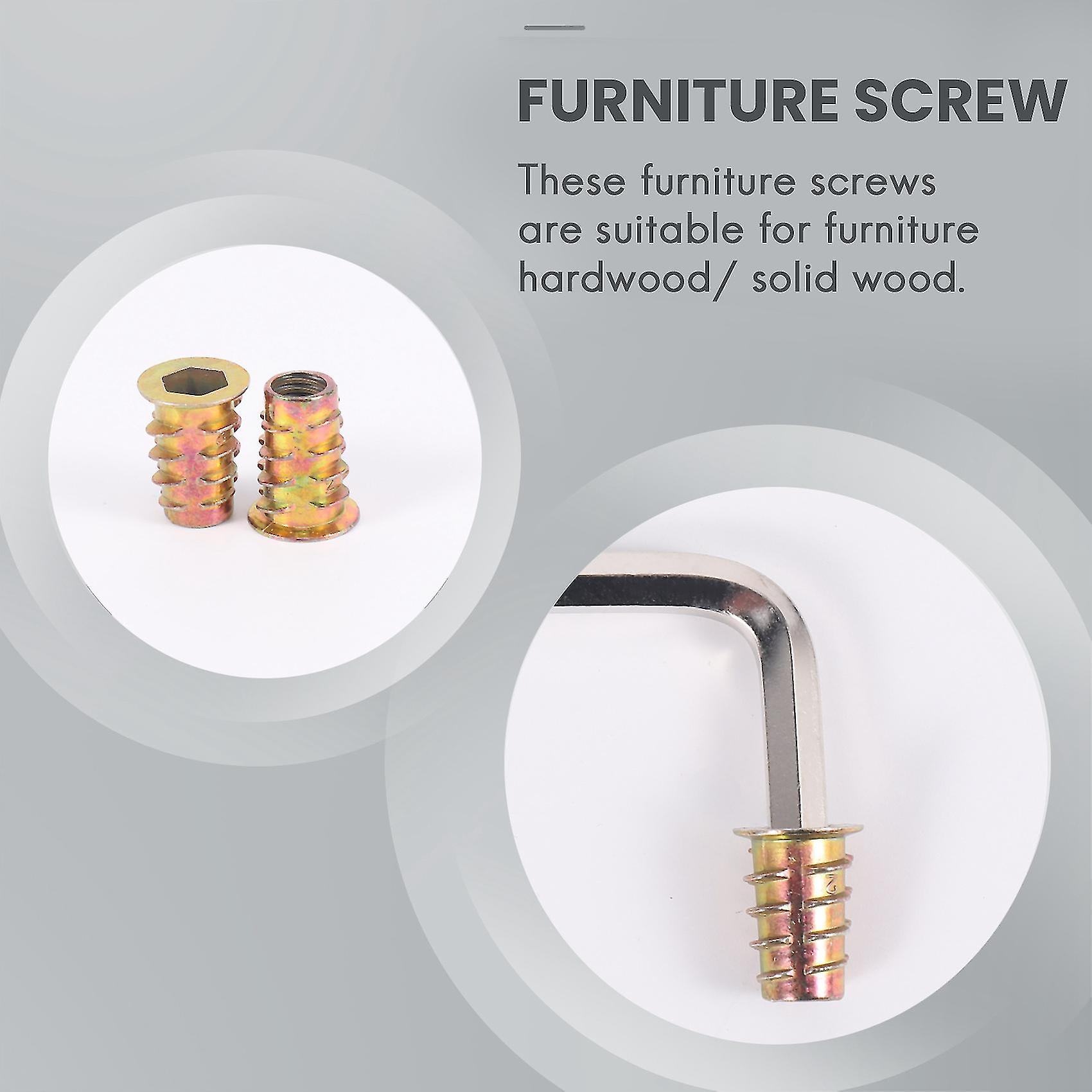 100pcs M6 X 15mm Furniture Screw In Nut Threaded Wood Inserts Fastener ...