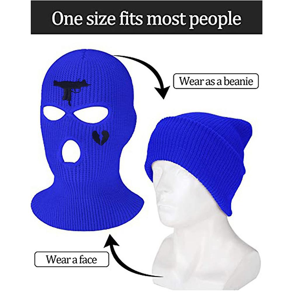 3 Holes Winter Ski Mask Warm Unisex clava Mask Hat Full Face Mask Black ...