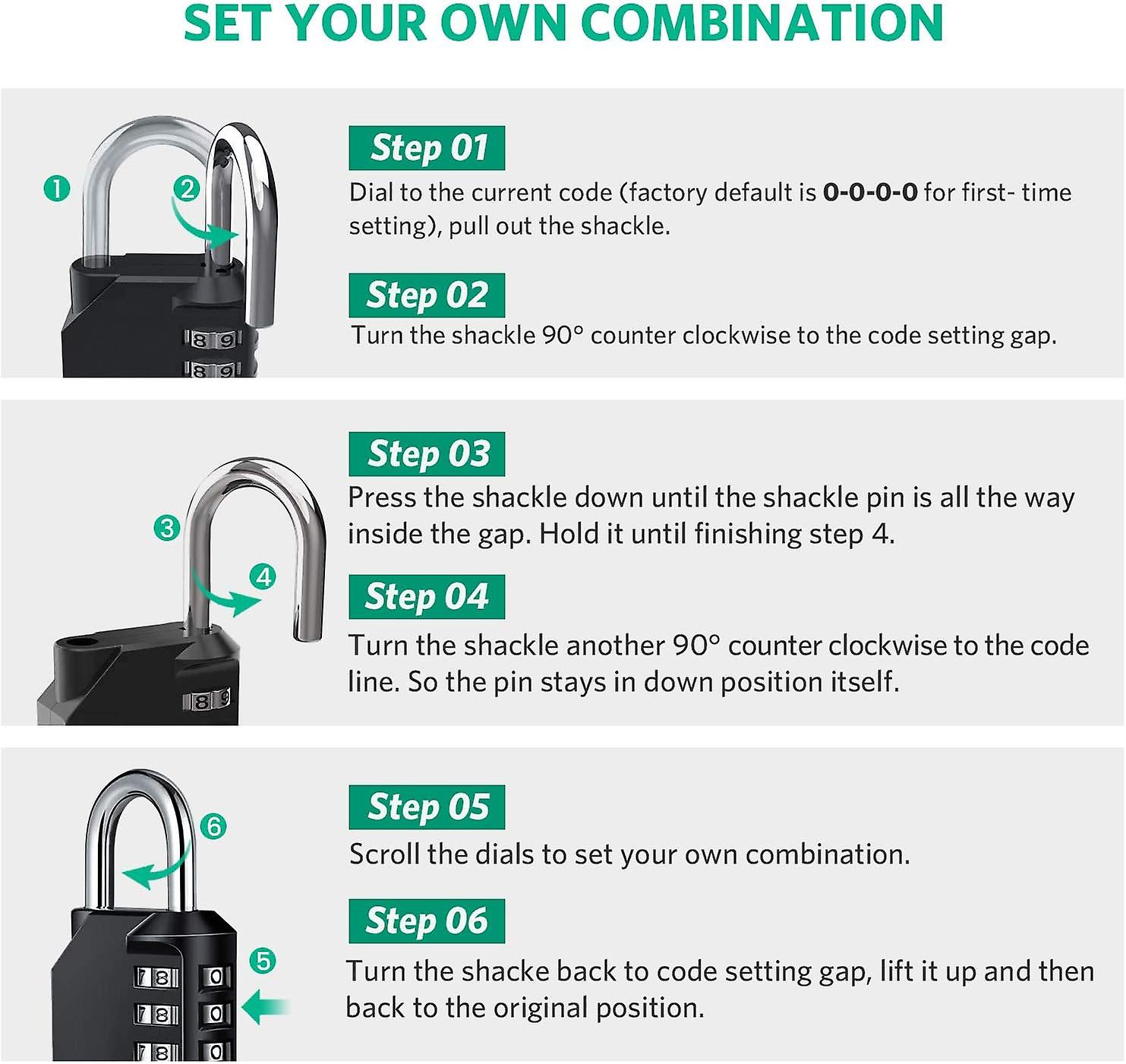 Padlock, Code Padlock, Gym Padlock, 4 Digit Outdoor Waterproof ...