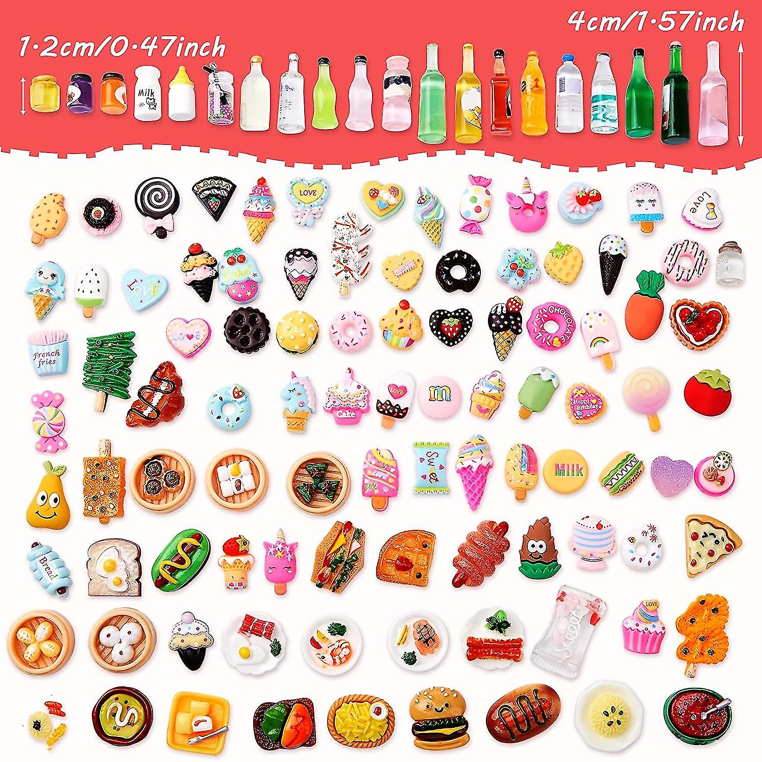 100pcs Miniature Food Modle For Dollhouse, Mini Food Drinks Bottle ...