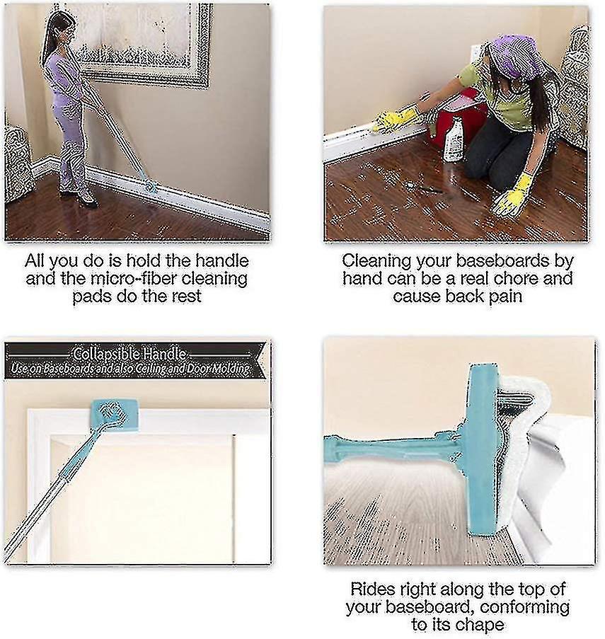 Broom, Cleaning Mop Folding Baseboard Cleaner Extendable Baseboard ...