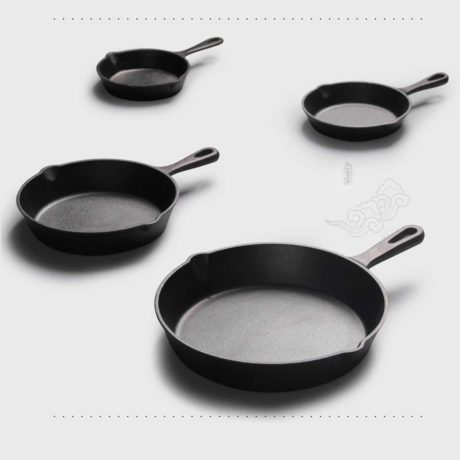 20cm Cast Iron Nonstick Frying Pan - Flat Bottom, Uniform Heat ...
