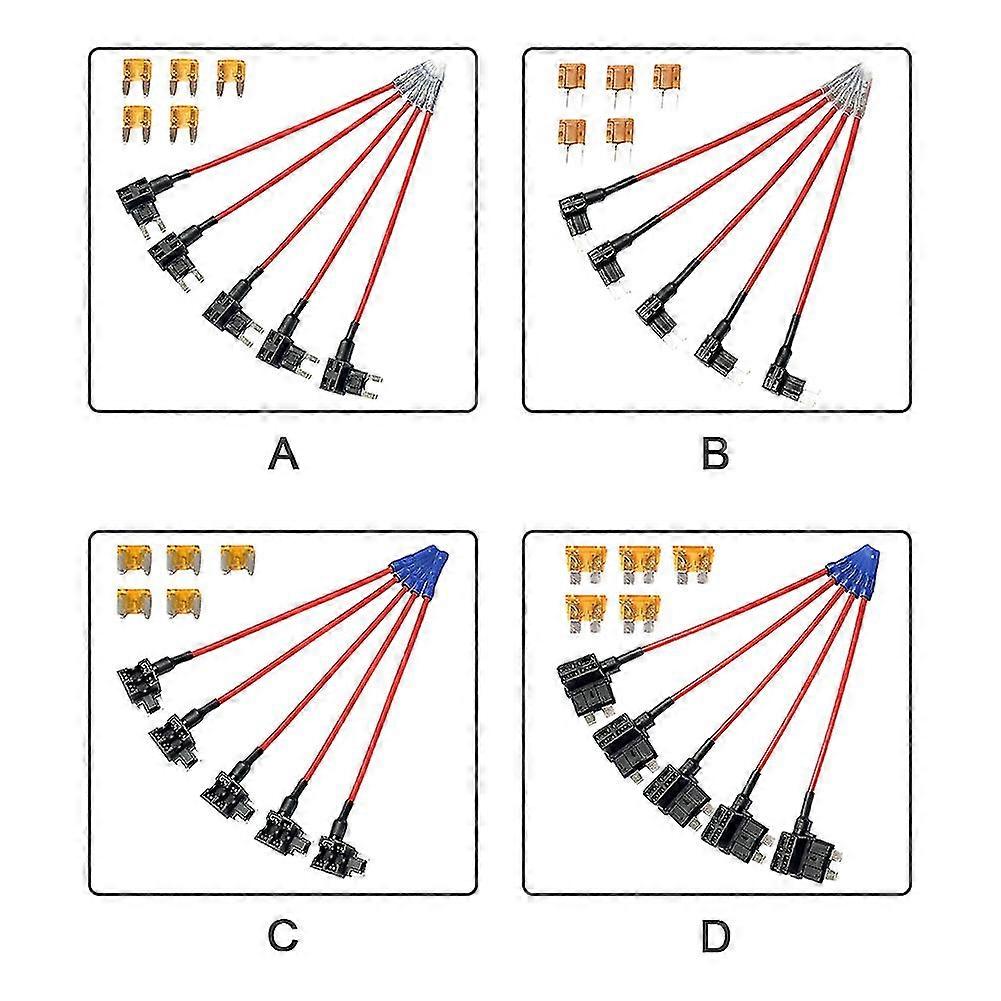 5pcs Add-a-circuit Car Auto Adapter Mini Blade Fuse Holder Apm Atm ...