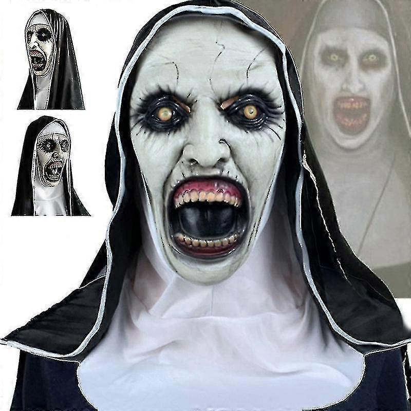 The Horror Scary Nun Latex Mask W/headscarf Valak Cosplay For Halloween ...