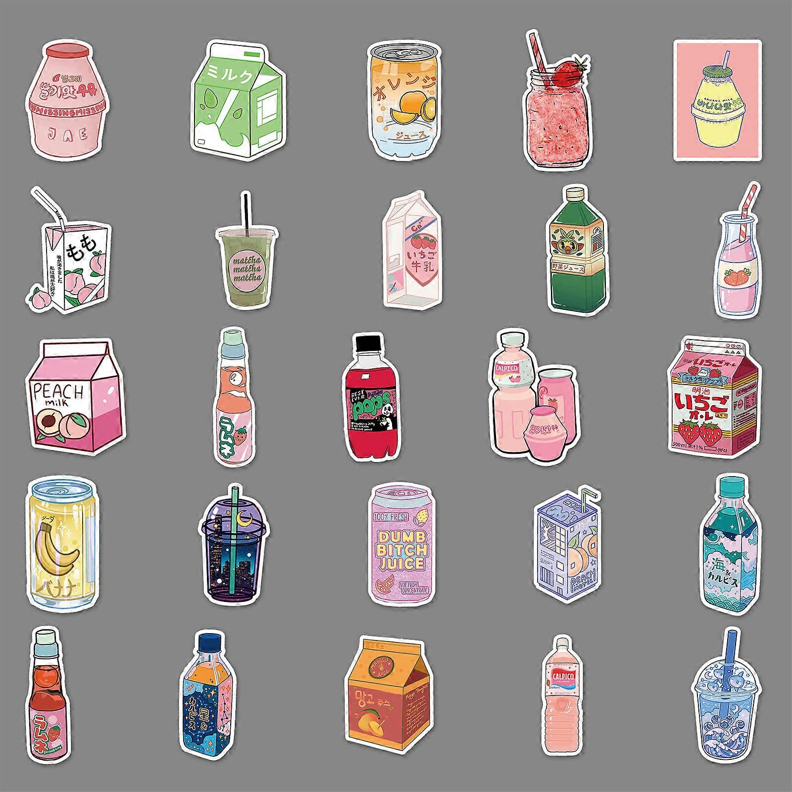 50 Pcs Boba Stickers Kawaii Bubble Tea Stickers, Waterproof Cute ...