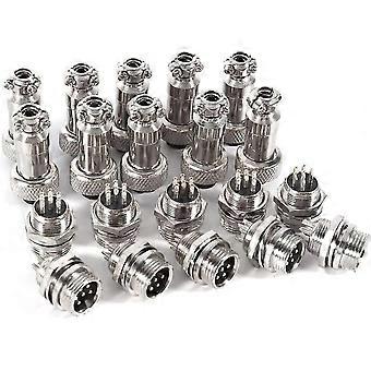 10 Set Gx12 Aviation Socket Plug 6 Pin 12mm Male Female Metal Panel ...