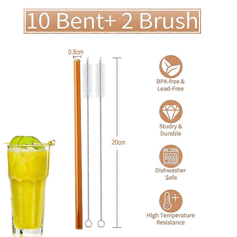 Reusable Glass Straws, Straight Glass Drinking Straws, 10 Pack with 2 ...