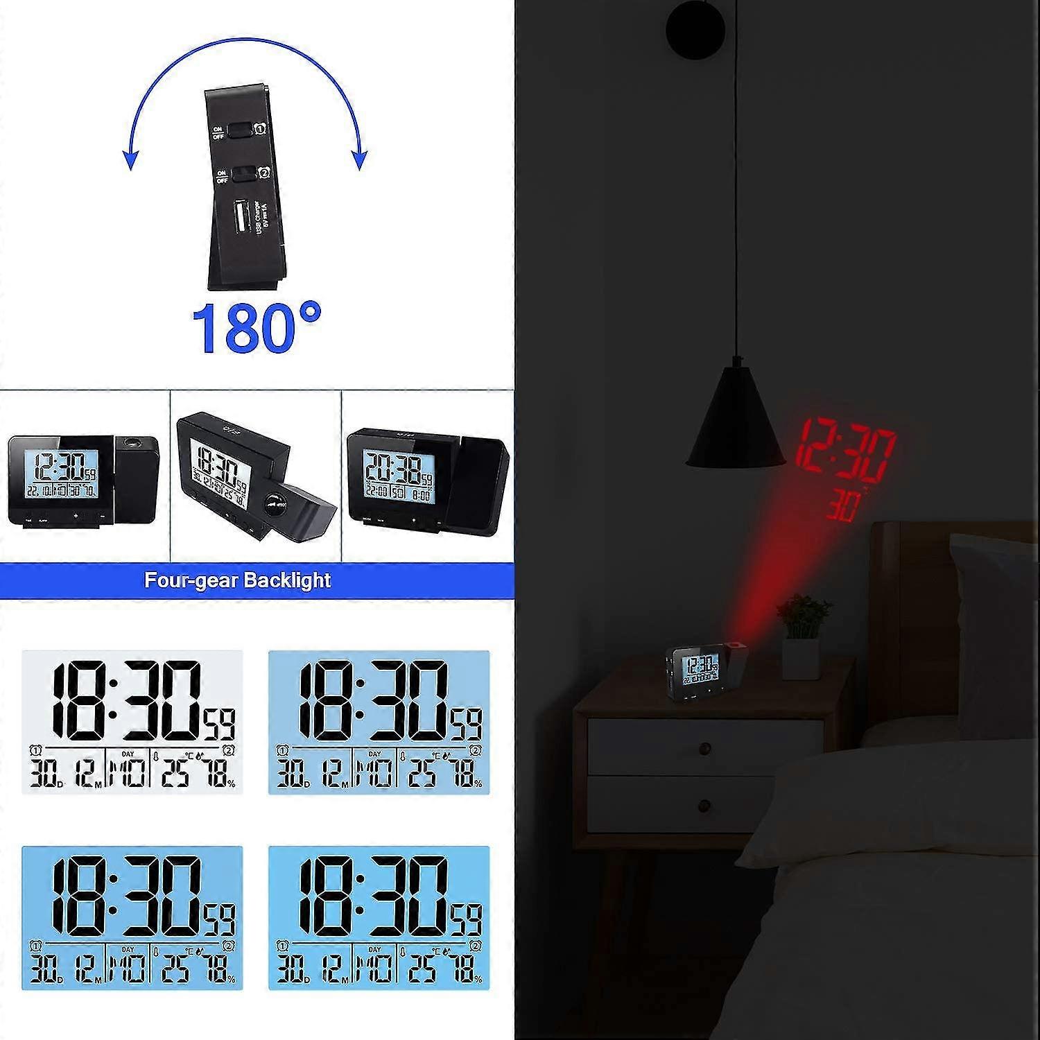 Led Projector Clock, Digital Alarm Clock Projection Alarm Clock Indoor ...